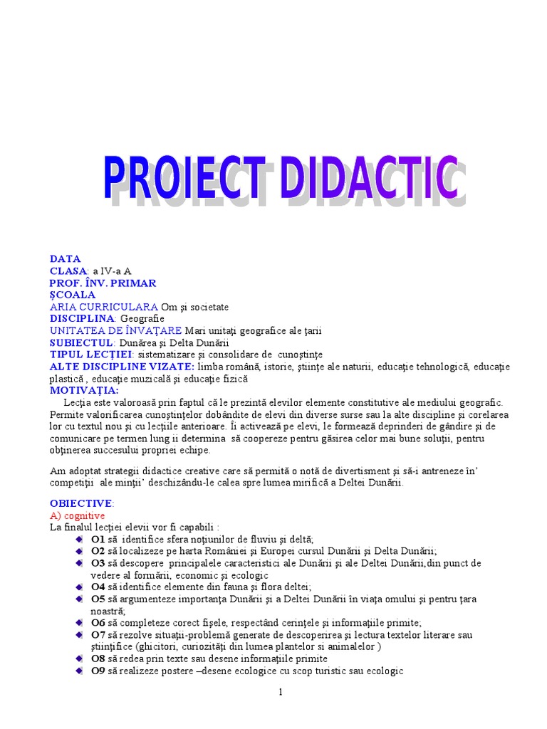 Proiect Geografie Primar | PDF