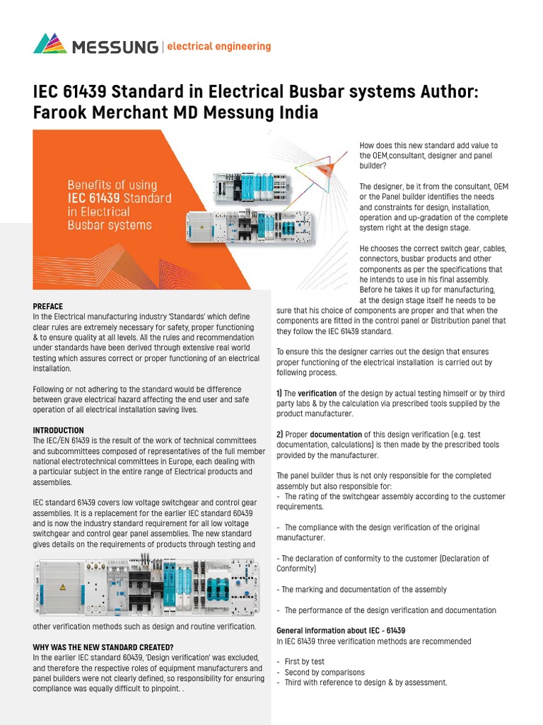 IEC 61439 Standard in Electrical Busbar Systems PDF | PDF ...