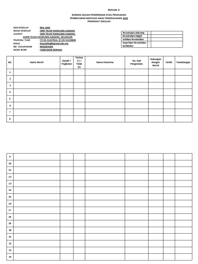 BORANG AKUAN PENERIMAAN at PENOLAKAN BAP RM100 | PDF