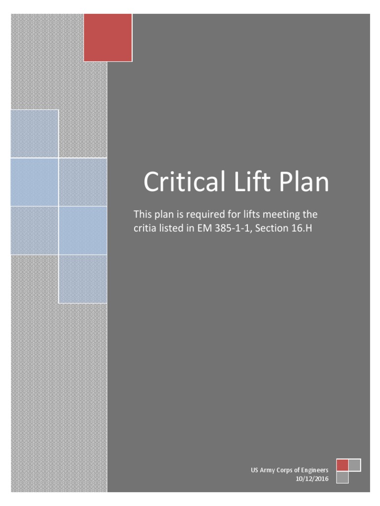 Critical Lift Plan Checklist | PDF | Crane (Machine) | Elevator