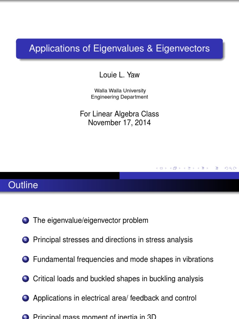 Applications of Eigenvalue | PDF | Eigenvalues And Eigenvectors | Geometry