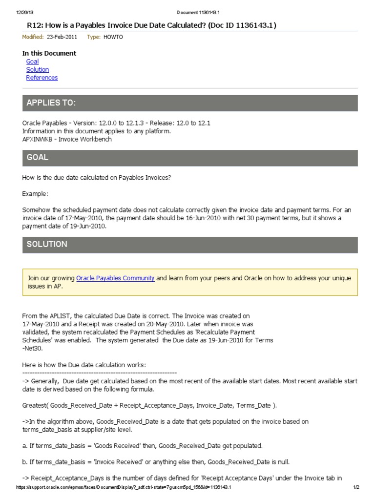 Payables Invoice Due Date | PDF | Receipt | Accounts Payable