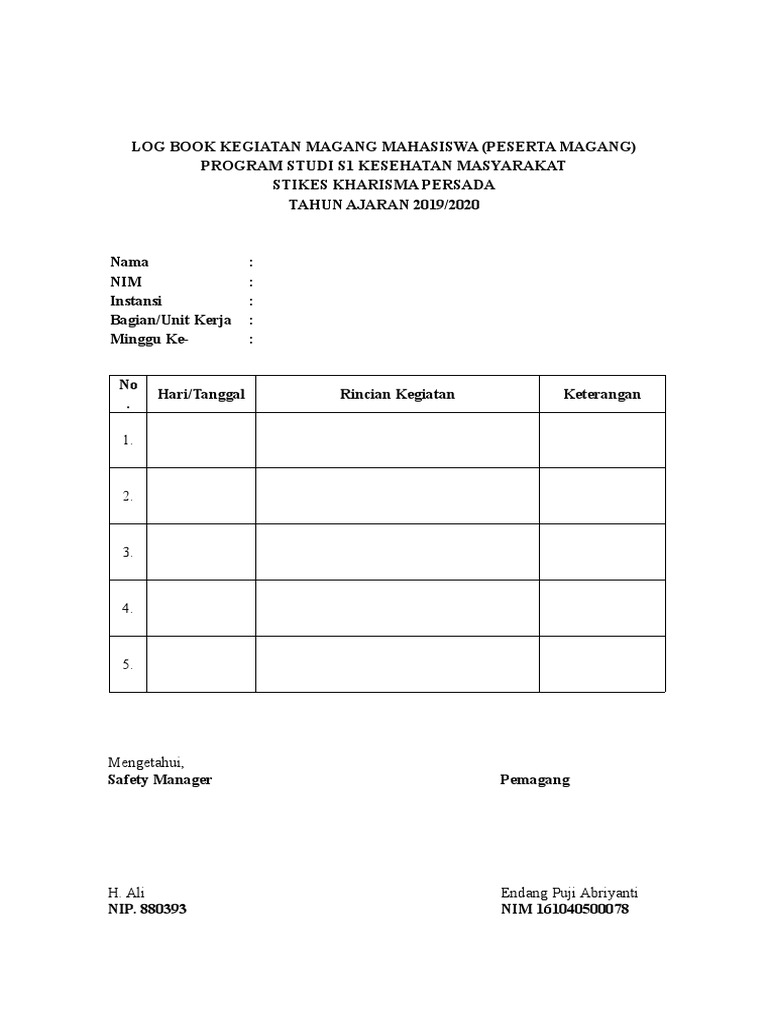 Log Book Kegiatan Magang Mahasiswa | PDF