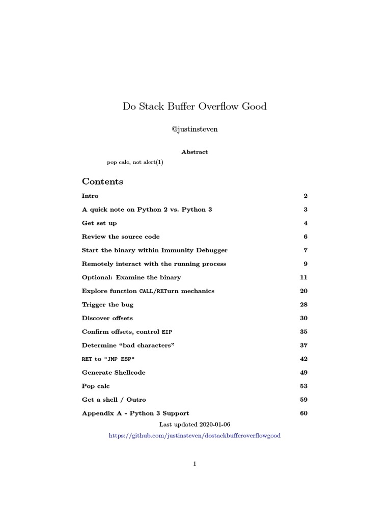 Dostackbufferoverflowgood Tutorial | PDF | Subroutine | String (Computer Science)