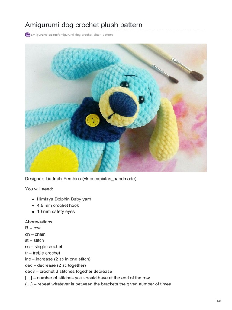 Amigurumi Dog Crochet Plush Pattern | PDF