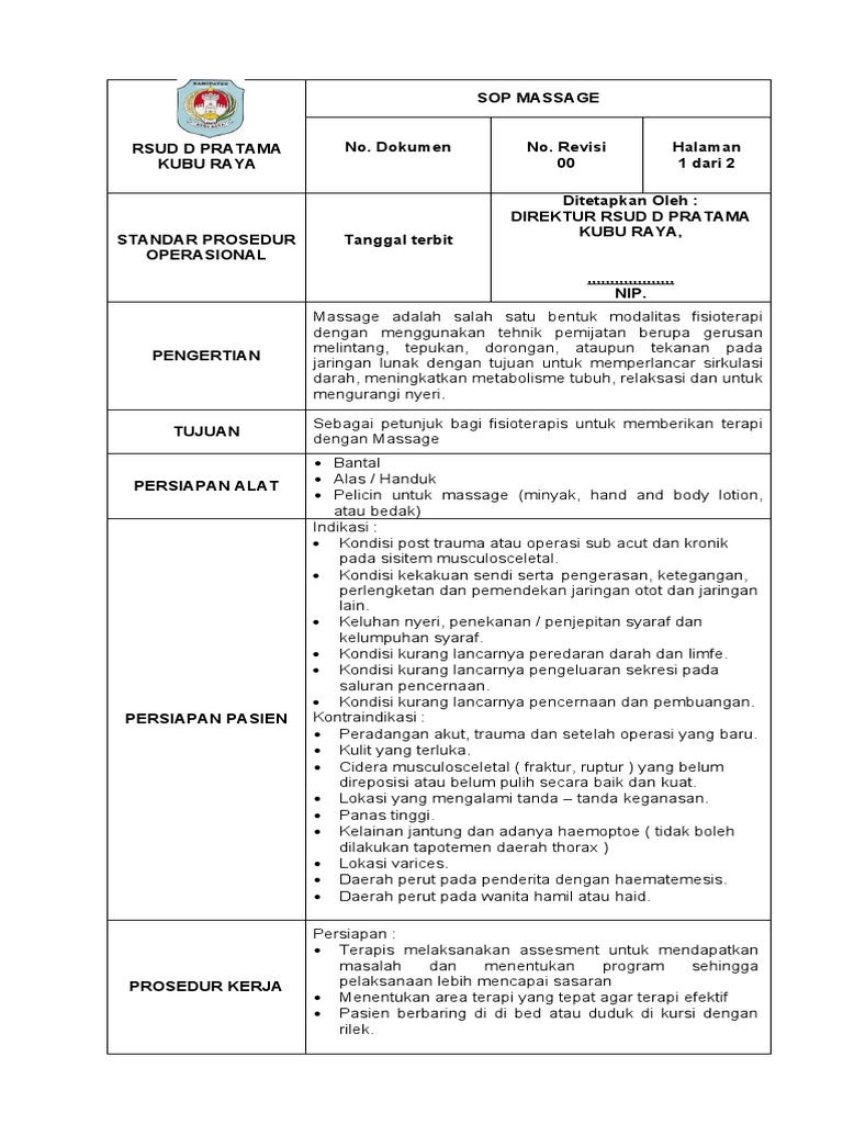 SOP Massage | PDF