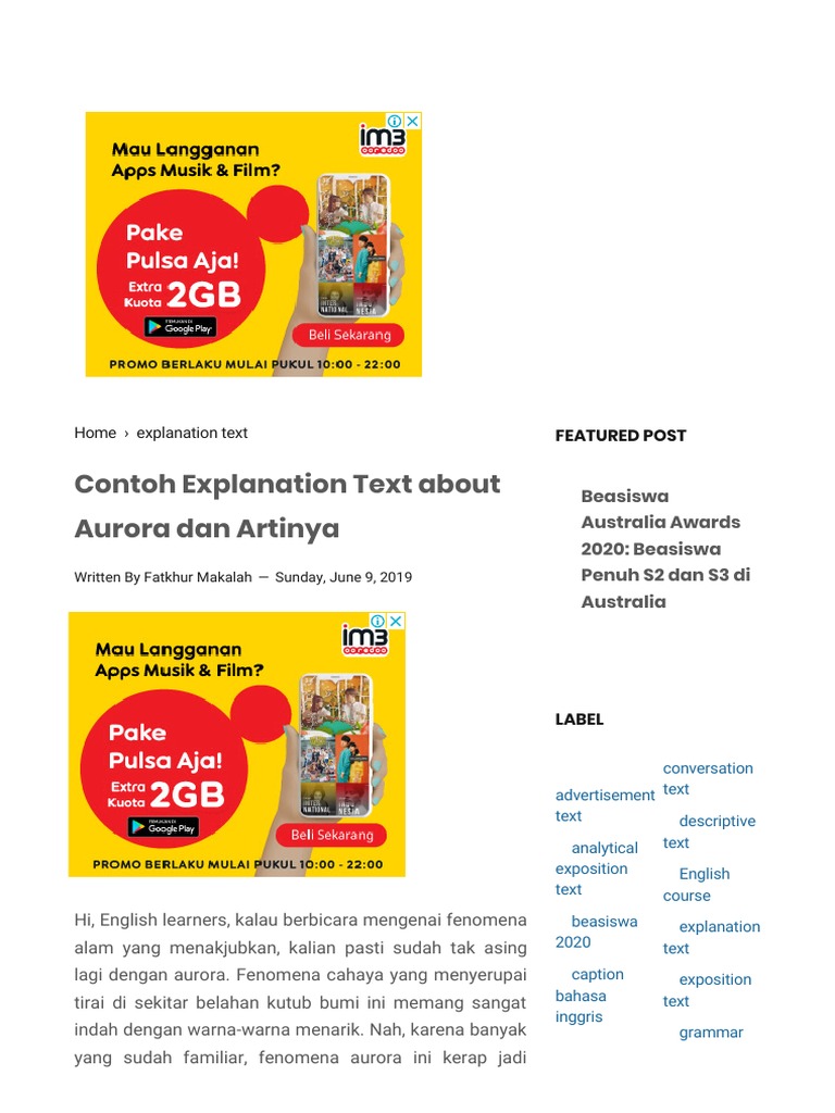 Contoh Explanation Text About Aurora Dan Artinya - ContohText | PDF