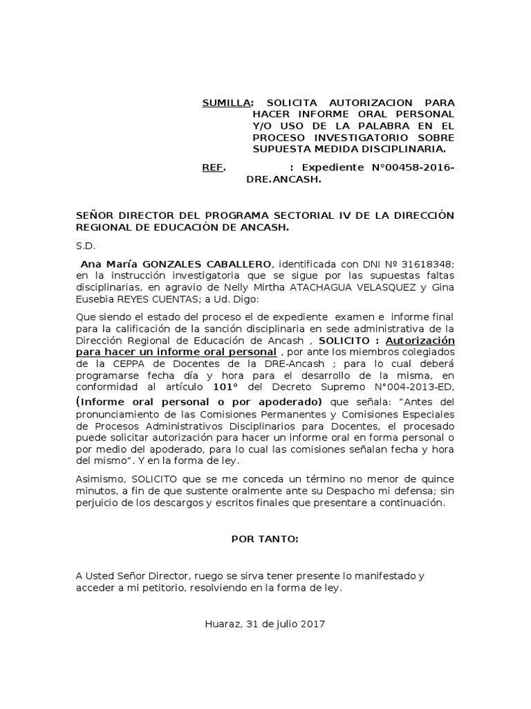 Solicitud de Informe Oral | PDF