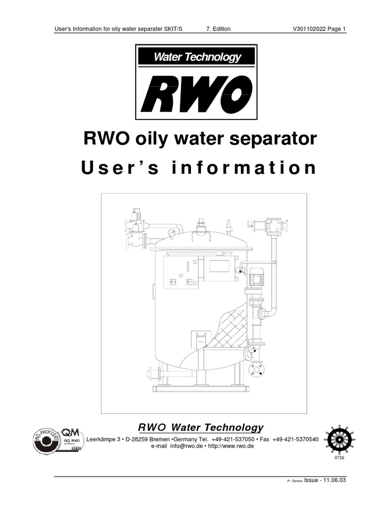 RWO Oily Water Separator PDF | Download Free PDF | Valve | Pump