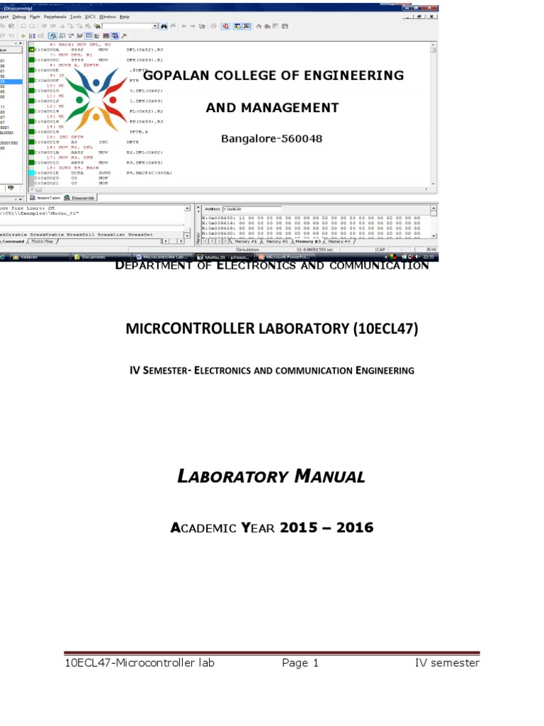 10ECL47 MICROCONTROLLER Lab Manual | PDF | Binary Coded Decimal | Pointer (Computer Programming)