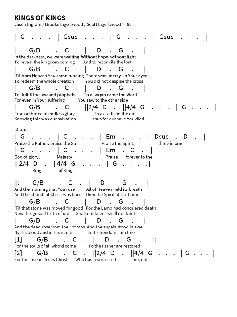 Kings of Kings Chord G | PDF | Glory (Religion) | Theology