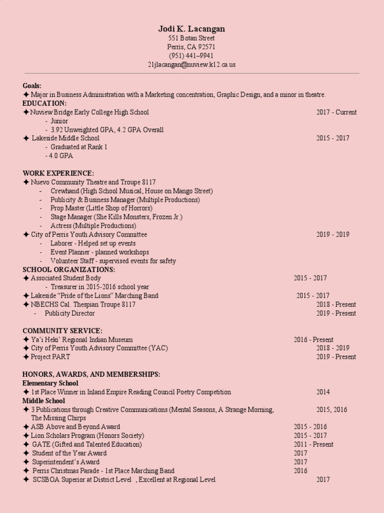 Jodi Lacangan Resume 2020 PDF | PDF | Behavior Modification | Learning