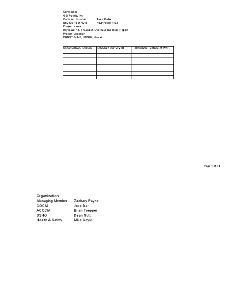 Construction Quality Control Plan for Dry Dock Repair | PDF | Clean ...