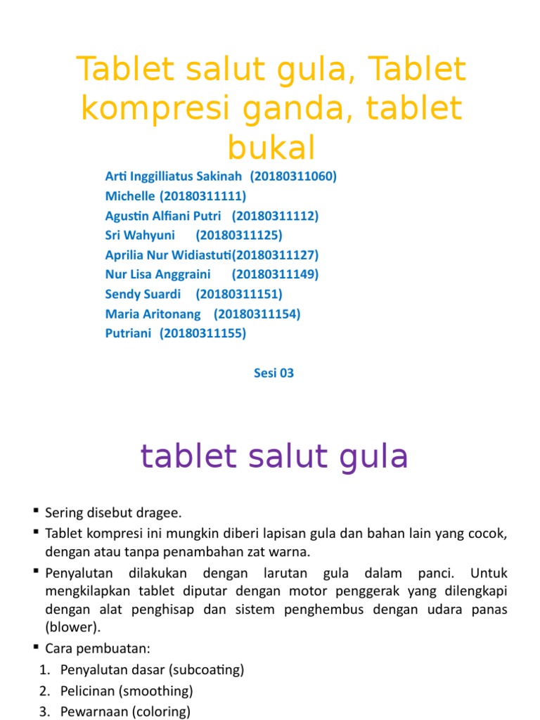 Tablet Salut Gula, Tablet Kompresi Ganda | PDF