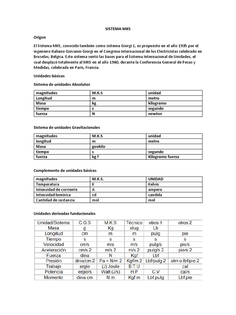 Sistema MKS | PDF
