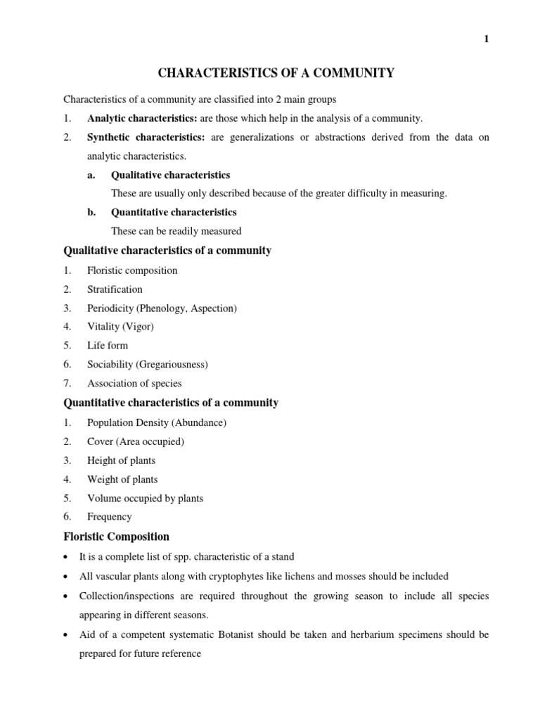 Community Characteristics Overview | PDF | Perennial Plant | Plants