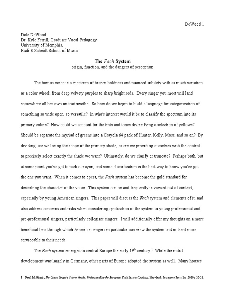 The Fach System Origin Function and The PDF | PDF | Singing | Opera