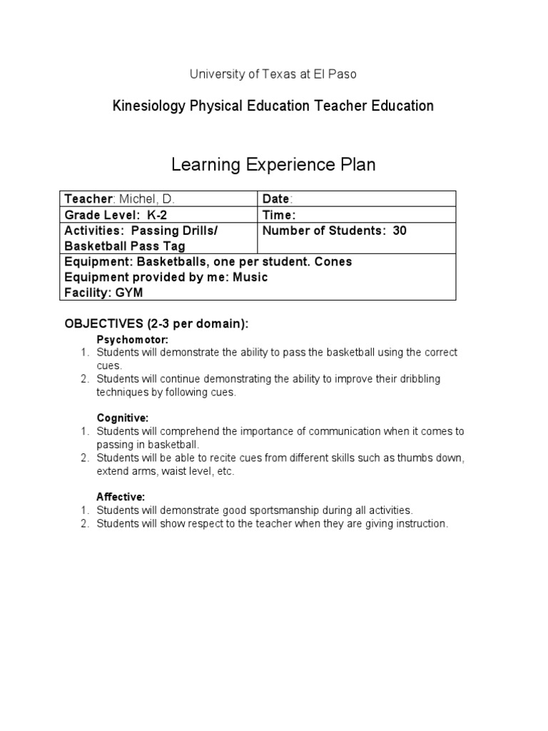 Basketball Passing Lesson Plan Basketball Pass Tag | PDF | Lesson Plan ...