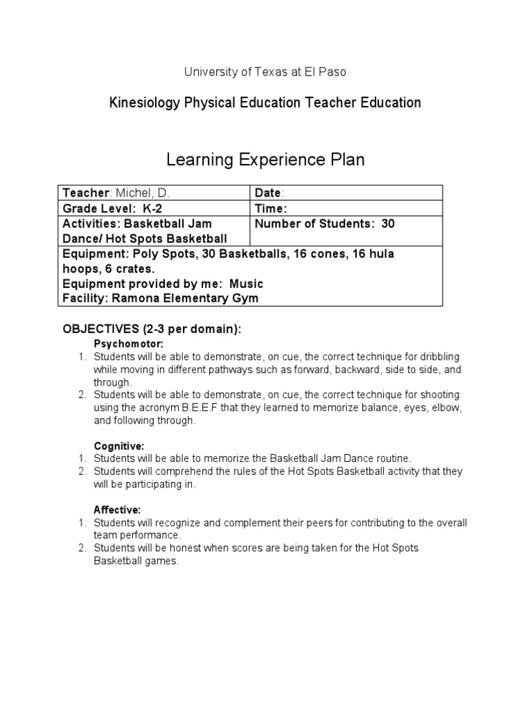 Hot Spots Basketball Lesson Plan | PDF | Neuroscience | Neuropsychology