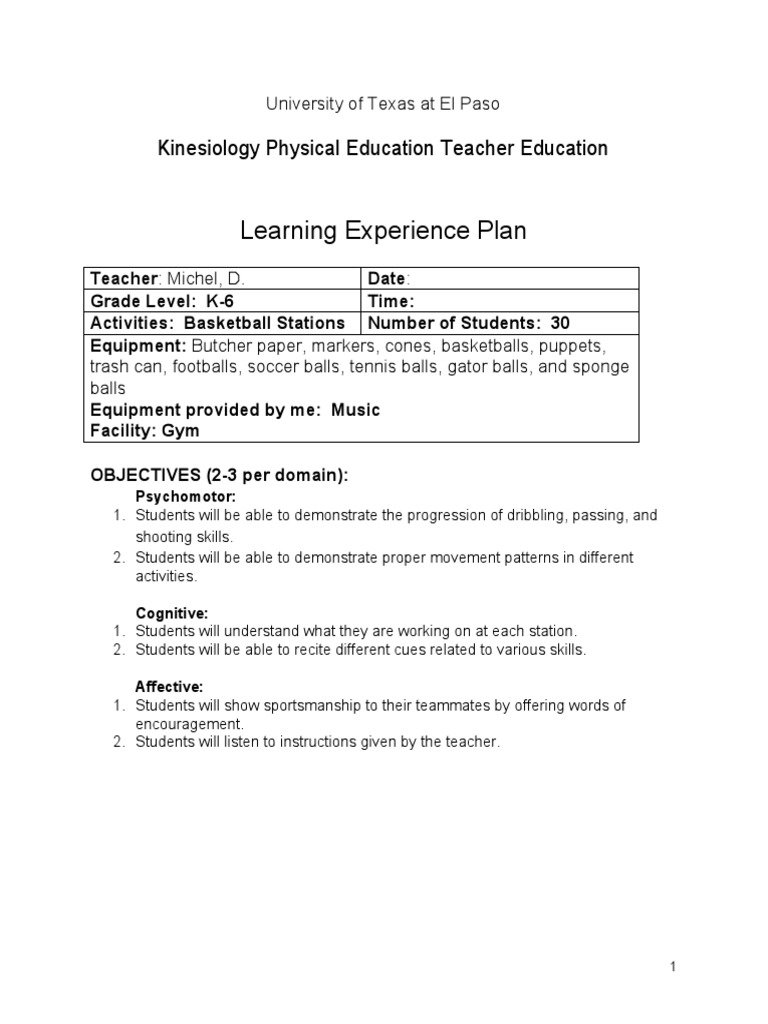 Basketball Stations Lesson Plan | PDF | Sports | Cognition