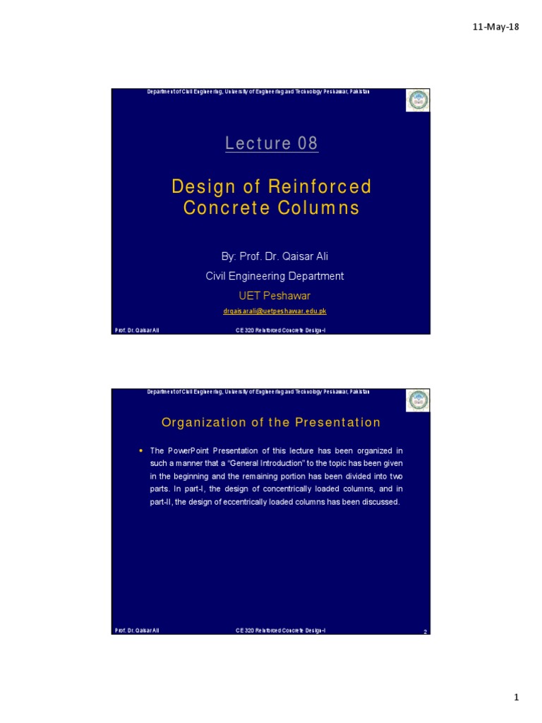 Lecture 08-Design of Reinforced Concrete Column Color PDF | PDF ...