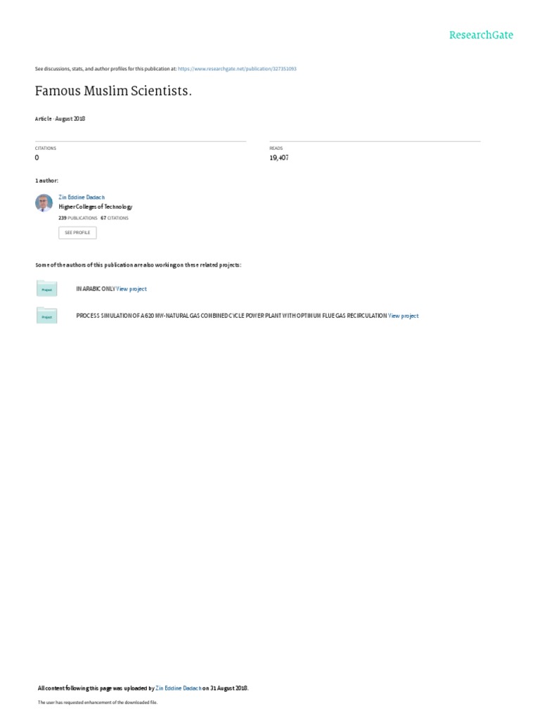 Contribution of Muslim Scholars To The World | PDF | Trigonometric ...