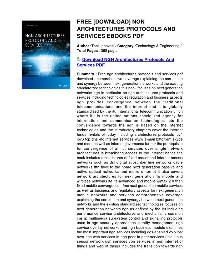NGN Architectures Protocols and Services | PDF | Computer Network | Internet Access