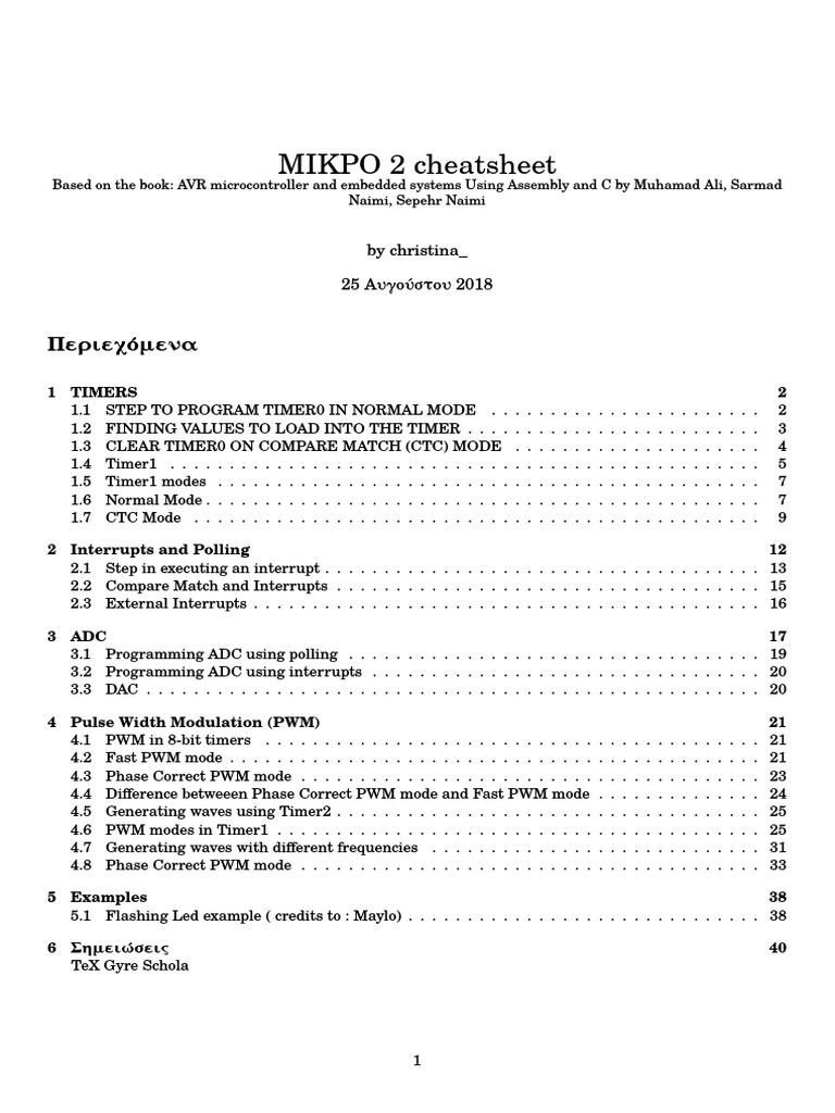 Cheat Sheet PDF | PDF | Analog To Digital Converter | Subroutine