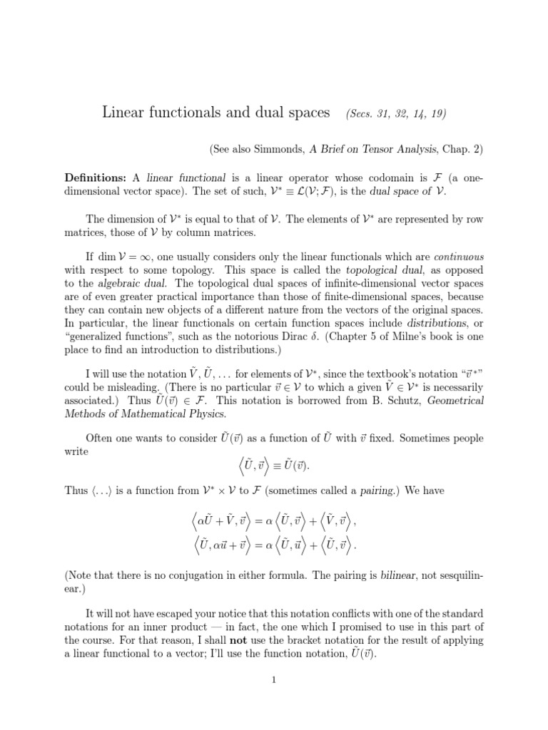 Dual PDF | PDF | Linear Map | Vector Space