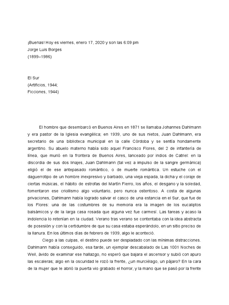 El Sur. Borges | PDF | Naturaleza
