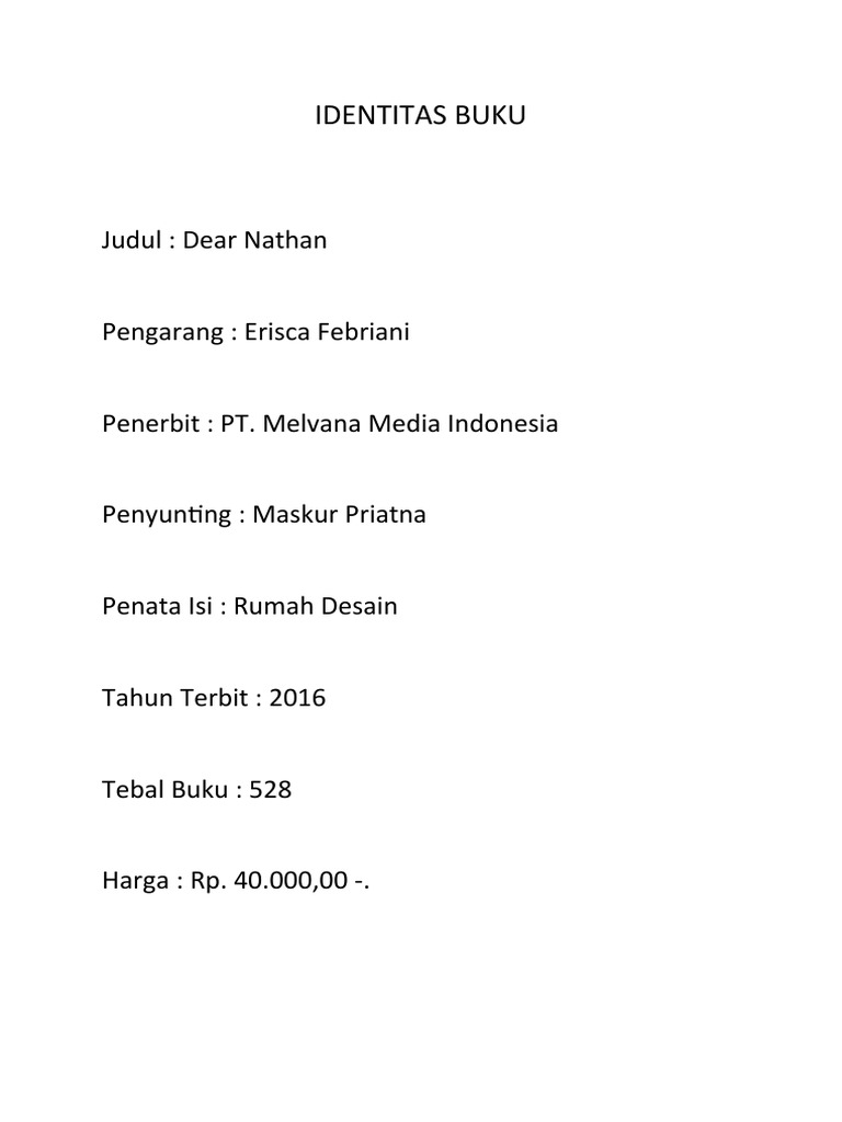 Sinopsis Novel Dear Nathan | PDF