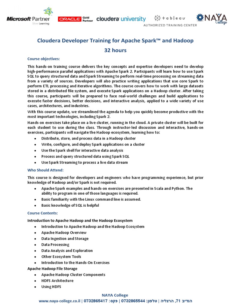 Cloudera Developer Training For Apache Spark | PDF | Apache Spark | Apache Hadoop