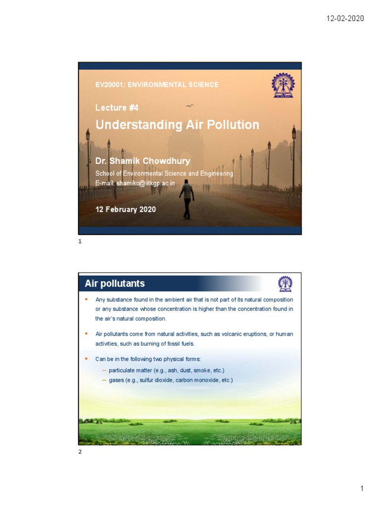 Lecture #4 - Understanding Air Pollution | PDF | Ozone Depletion | Air ...