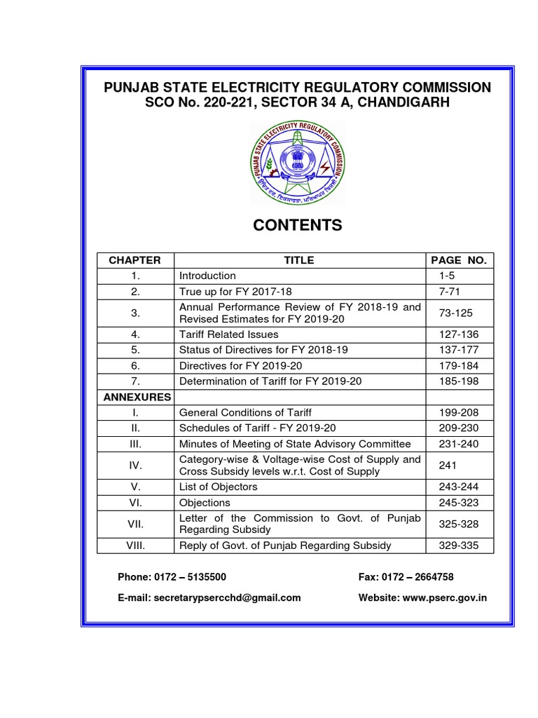 PSPCL Tariff Order 2019 20 PDF | PDF | Punjab | Electric Power Transmission