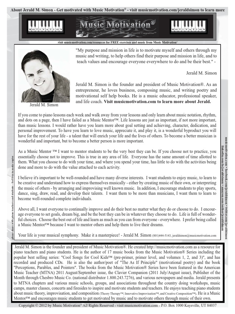 Music Motivation Checklist PDF | PDF | Scale (Music) | Minor Scale