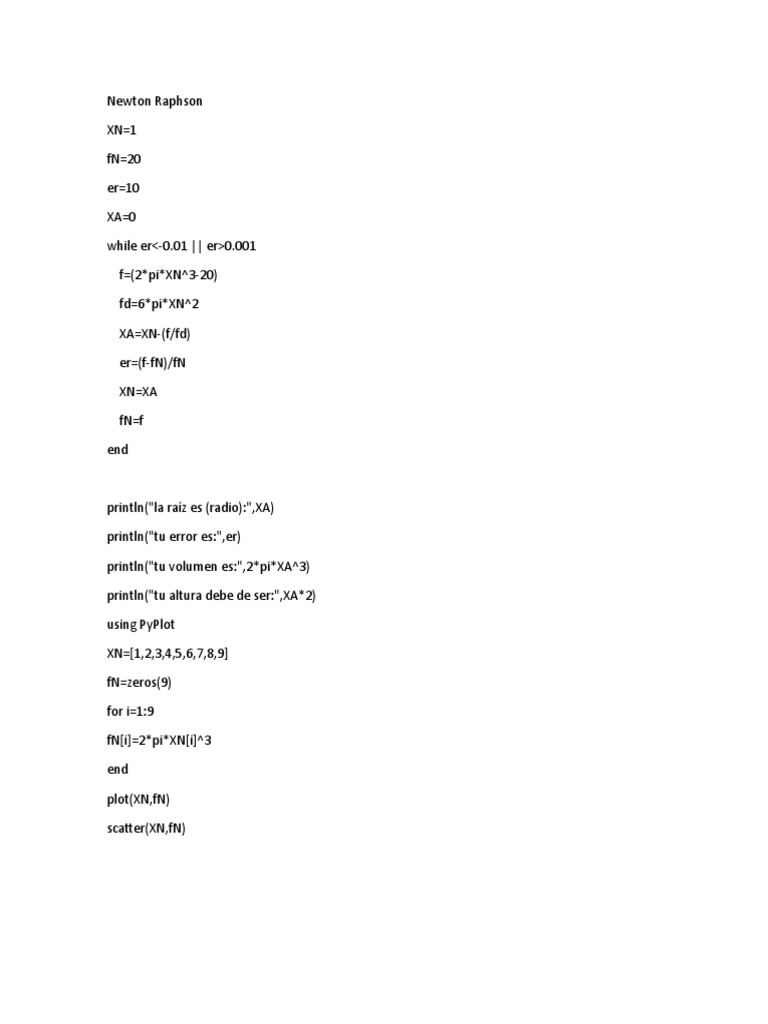 Newton Raphson en Julia | PDF