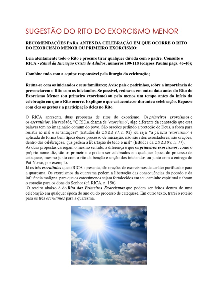 Sugestão Do Rito Do Exorcismo Menor | PDF | Exorcismo | Oração do Senhor