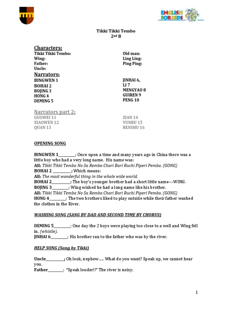 Tikki Tikki Tembo: A Story of Names | PDF