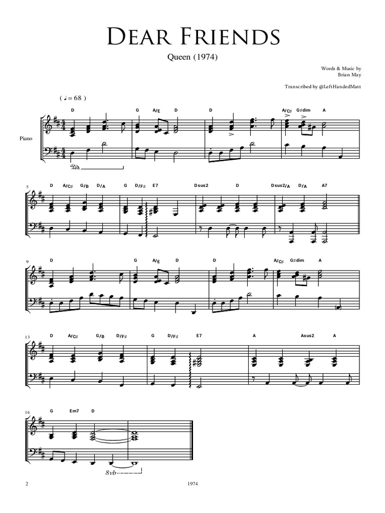Queen - Dear Friends Piano | PDF