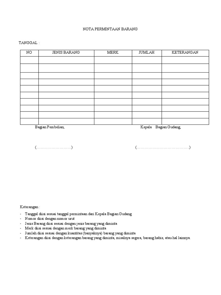 Nota Permintaan Barang | PDF