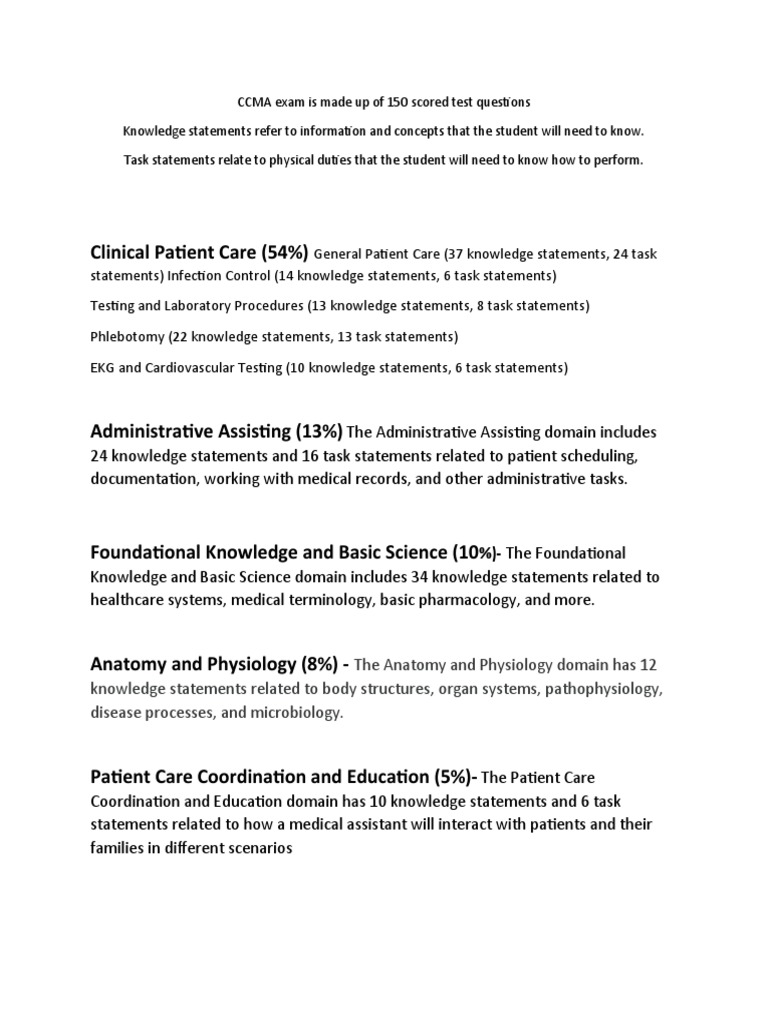 CCMA EXAM Outline | PDF | Medical Record | Medicine