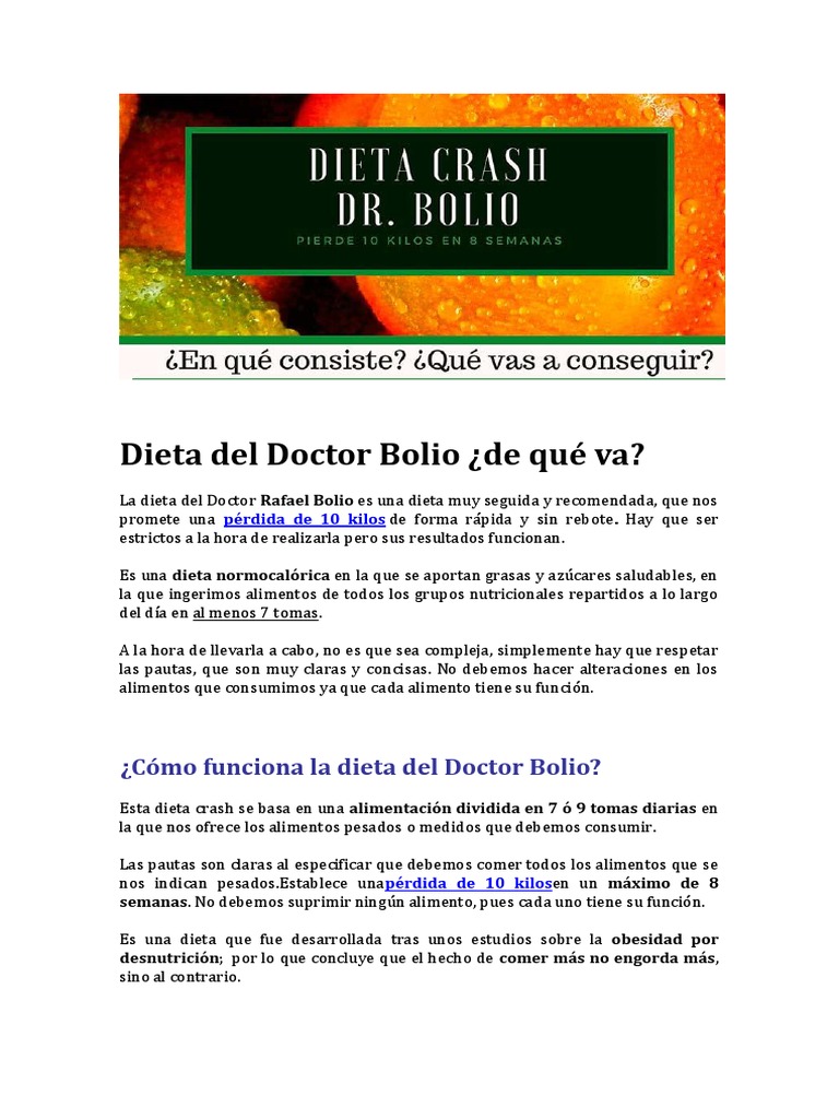 Dieta Crash Doctor Bolio | PDF | Dieta | Alimentos