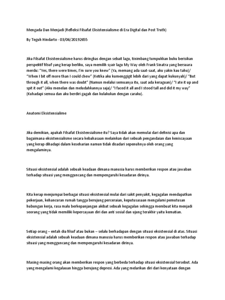 Bincang Eksistensialisme | PDF