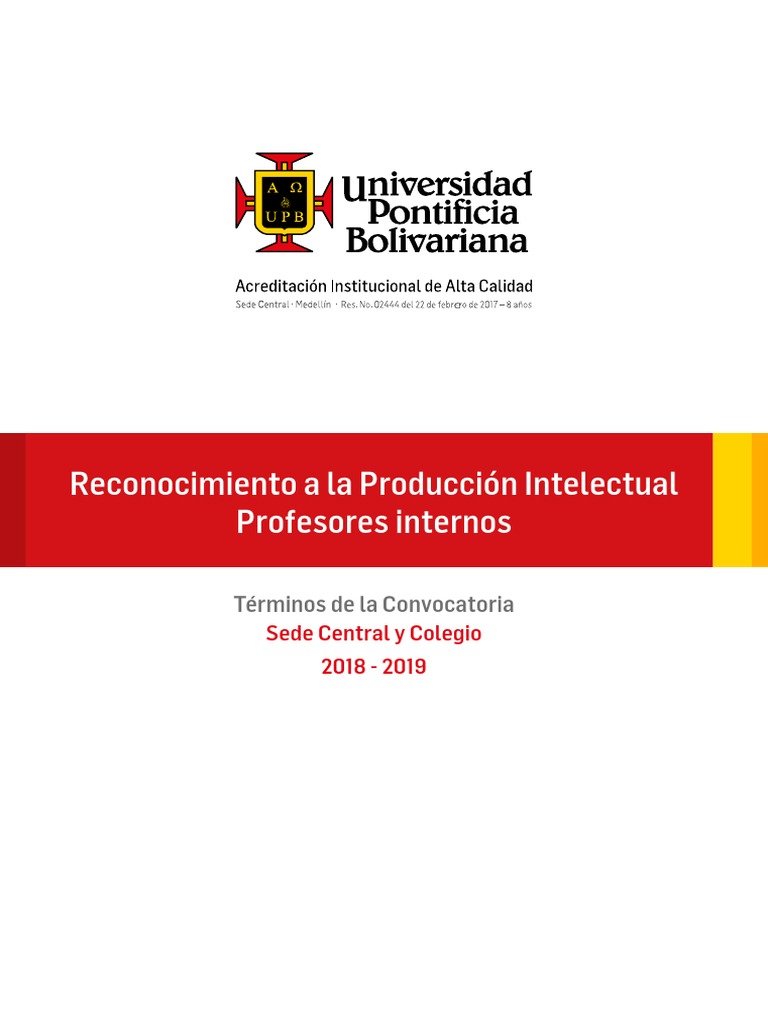 Conv Producción Intelectual 2018v2 PDF | PDF | Universidad | Maestros