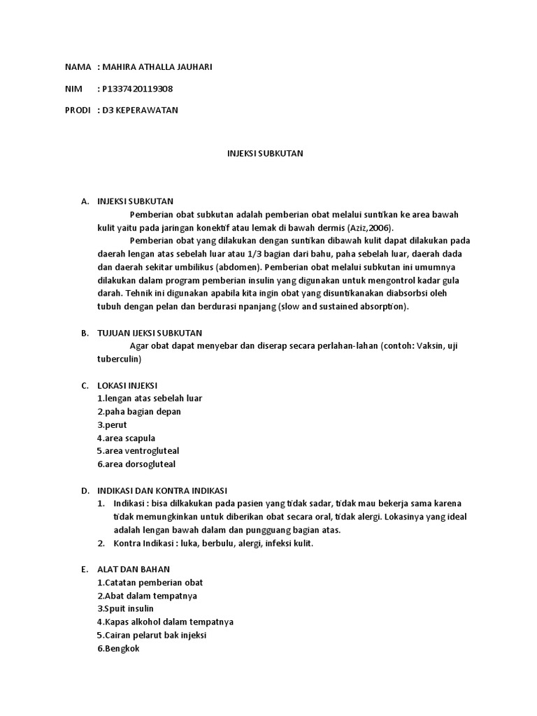 Injeksi Subkutan Intrakutan | PDF