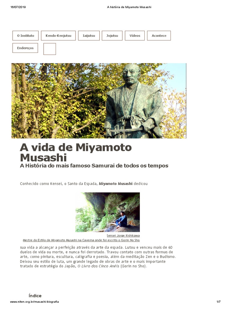 A História de Miyamoto Musashi PDF | PDF | O Livro dos Cinco Anéis ...