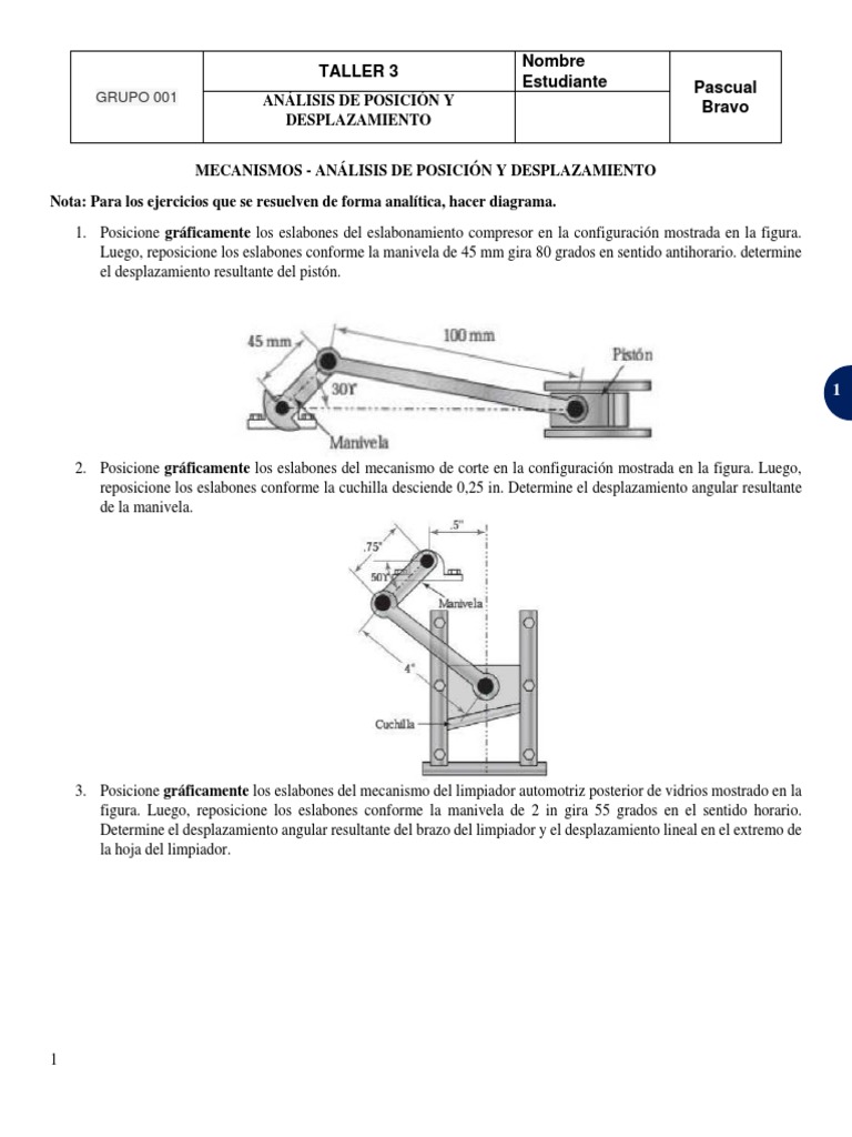 Taller #3 - Posicion - y - Desplazamiento | PDF | Máquinas | Ingeniería ...