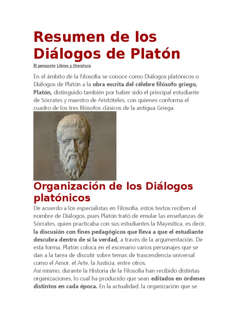 Resumen de Los Diálogos de Platón | PDF | Platón | Sócrates