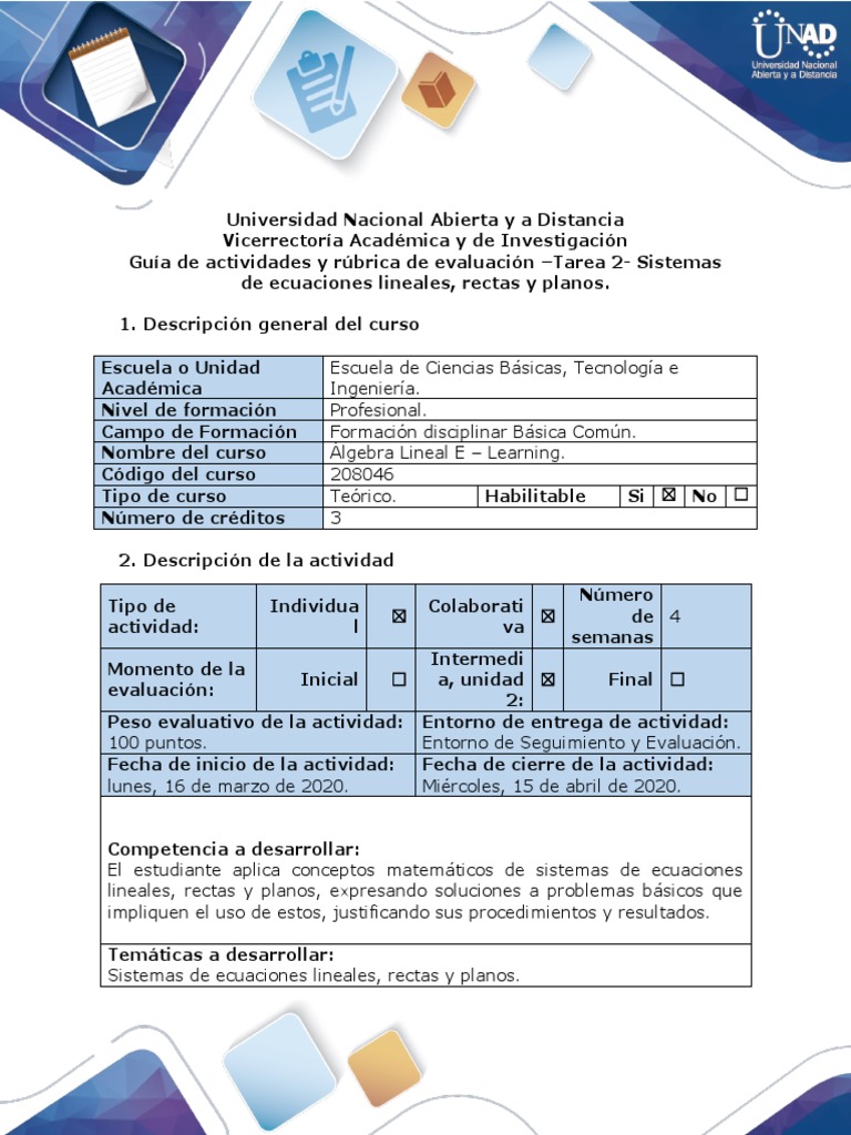 Guía de Actividades y Rúbrica de Evaluación - Tarea 2 - Sistemas de ...
