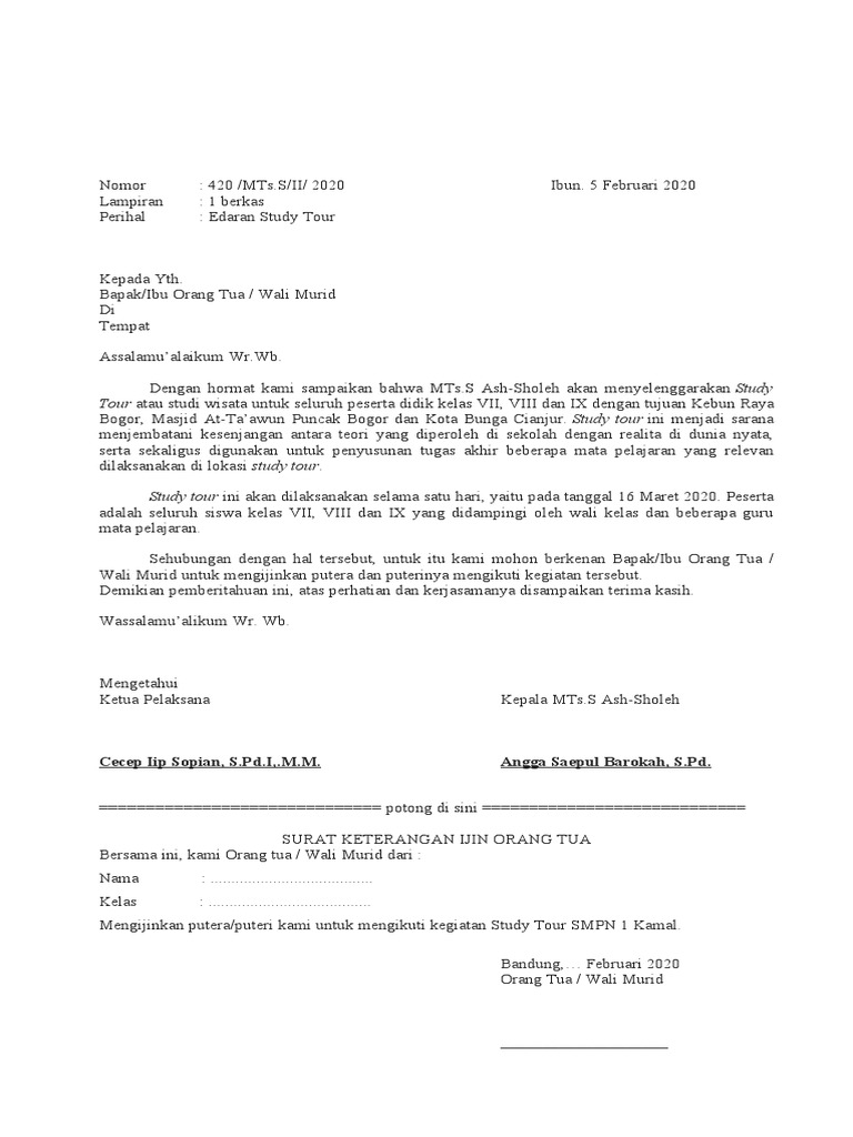 Surat Edaran Study Tour | PDF